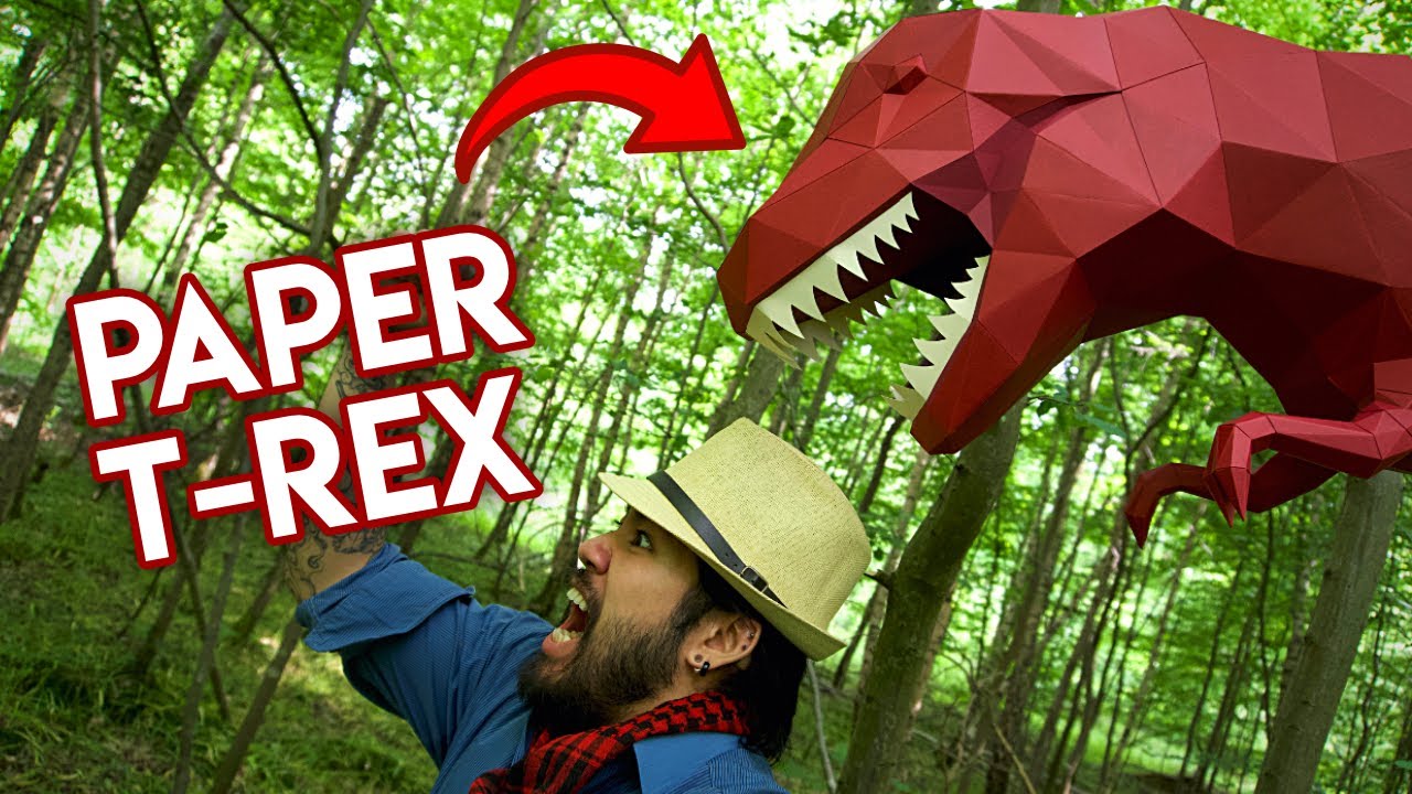 Make a GIANT T-REX & bring Jurassic Park in your room! Papercraft tutorial