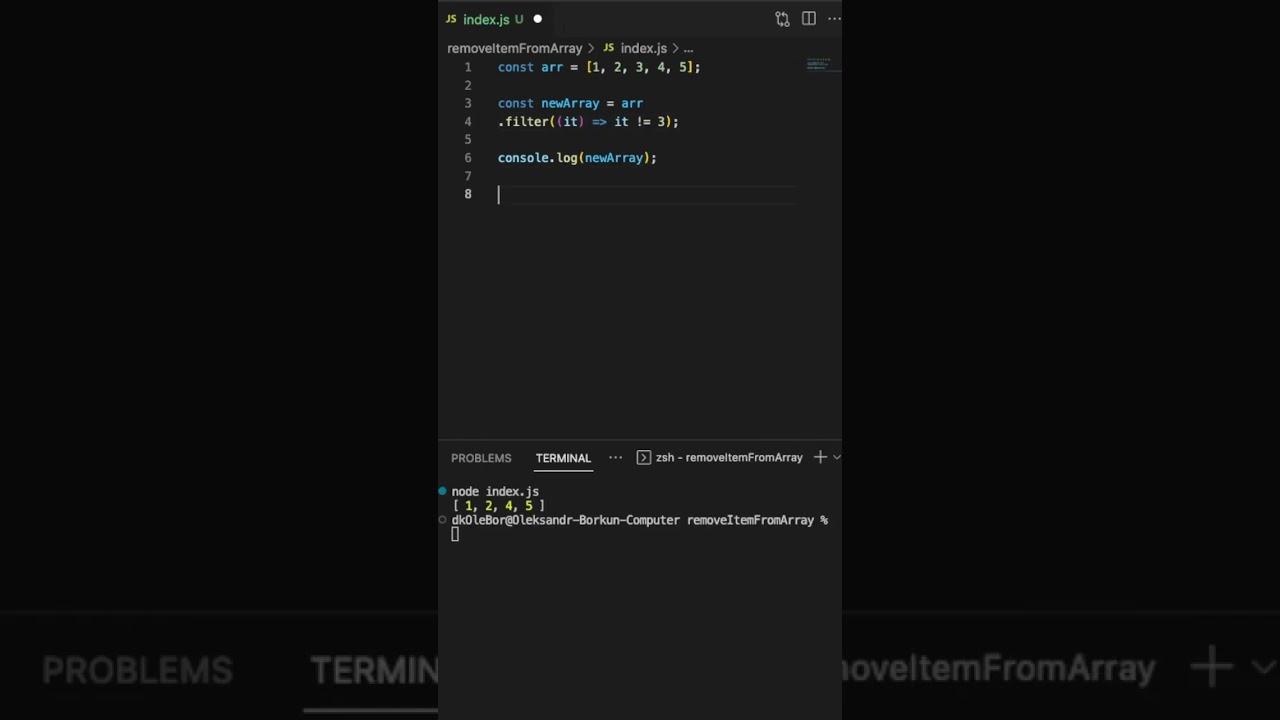 How to remove item from the array in JavaScript #shorts