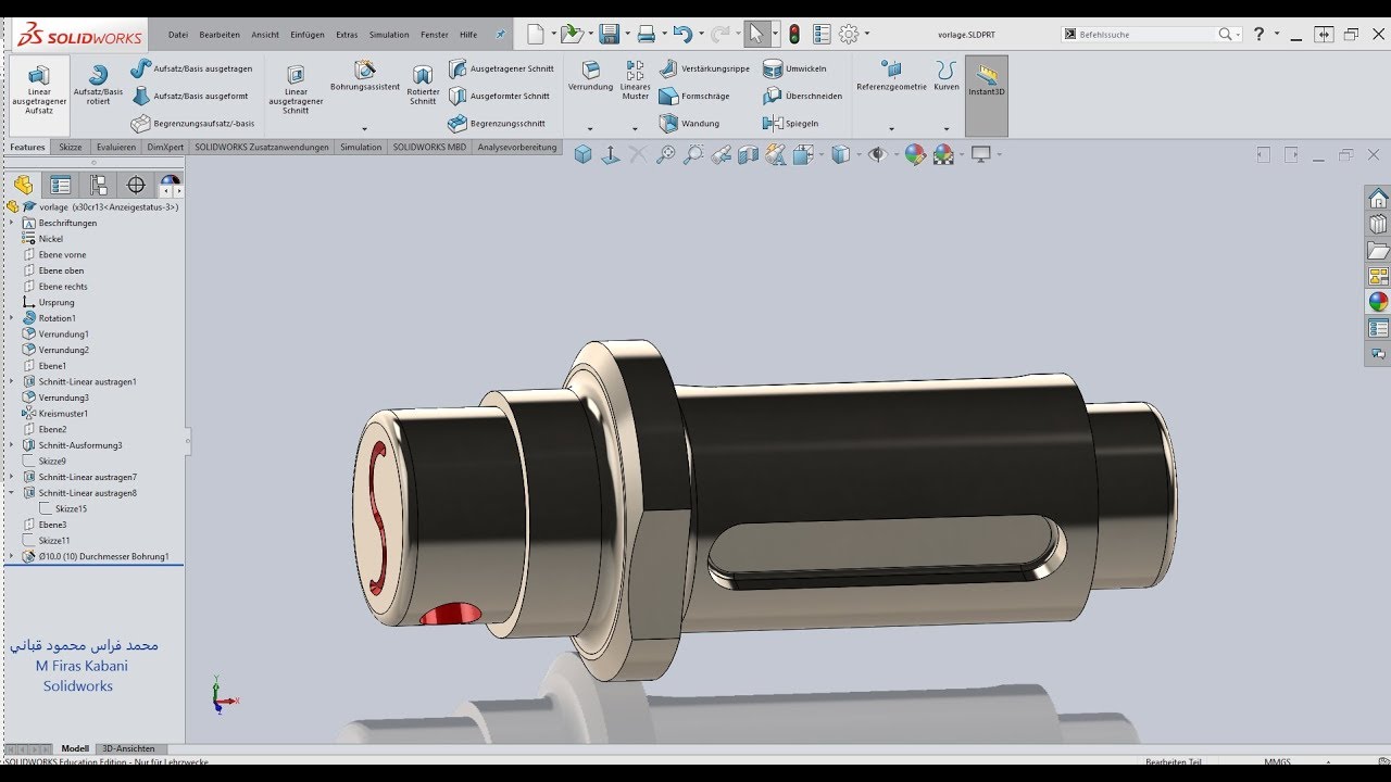 Solidworks Tutorial | intermediate shaft Design |  intermediate shaft