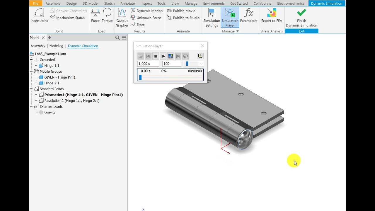 Tutorial 5A.1 - Dynamic Simulation in Autodesk Inventor