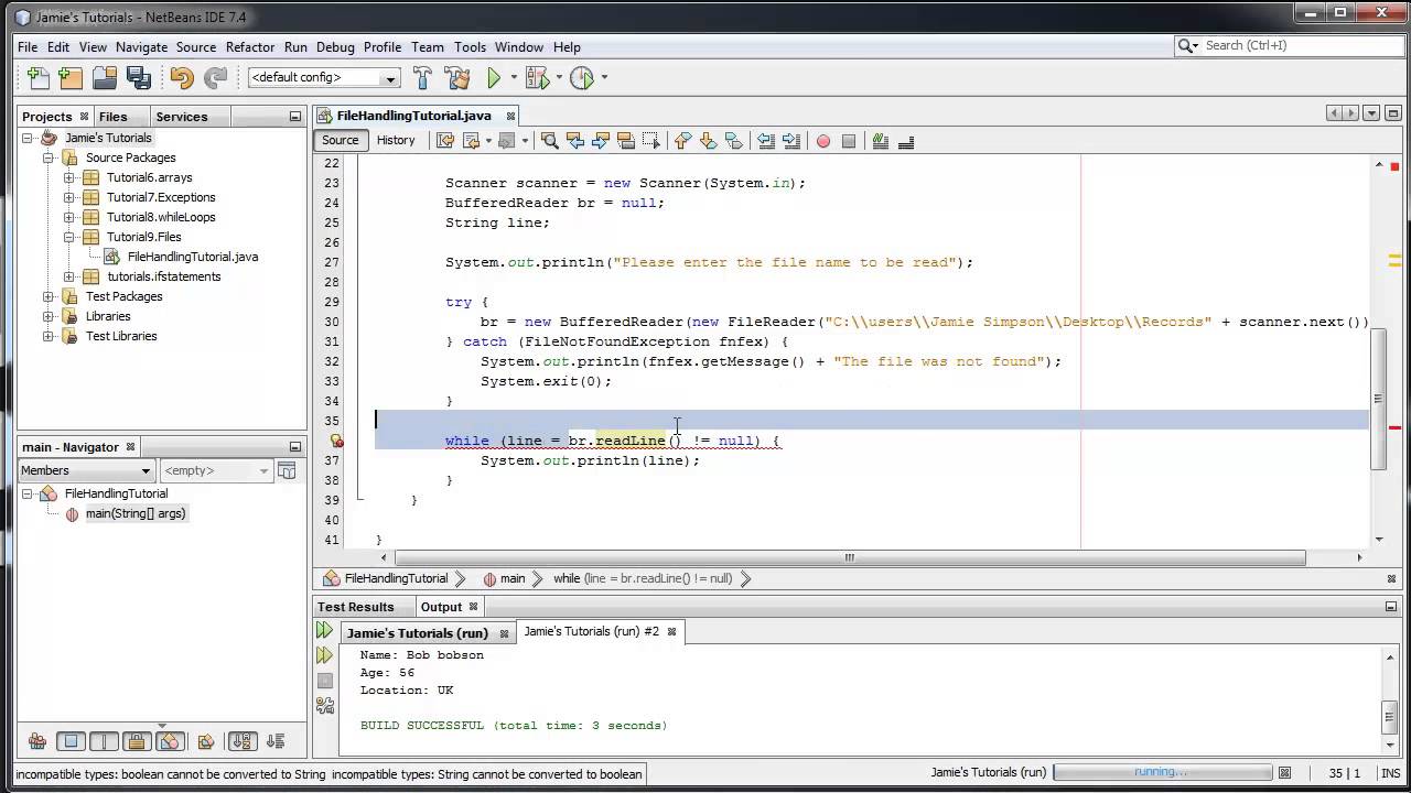 Java Tutorial 9 - Reading text files with BufferedReader