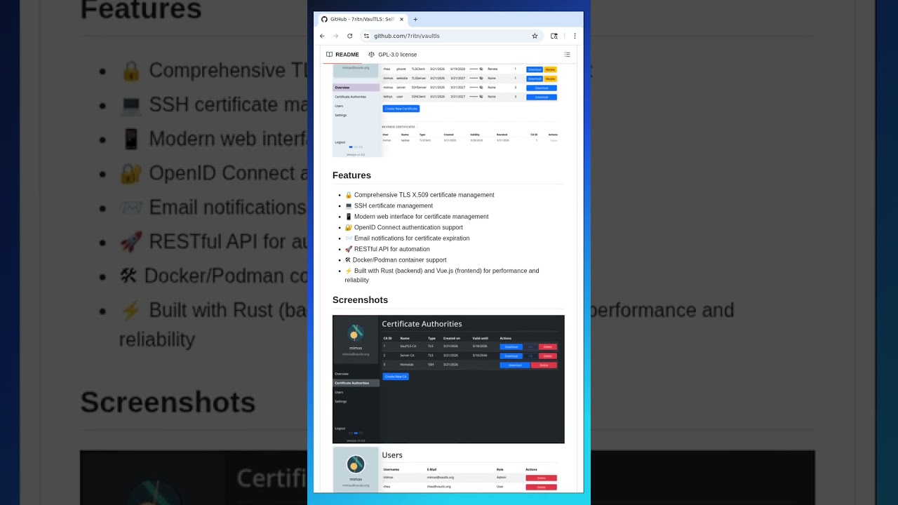 Simplify Your mTLS Certificate Management with VaulTLS