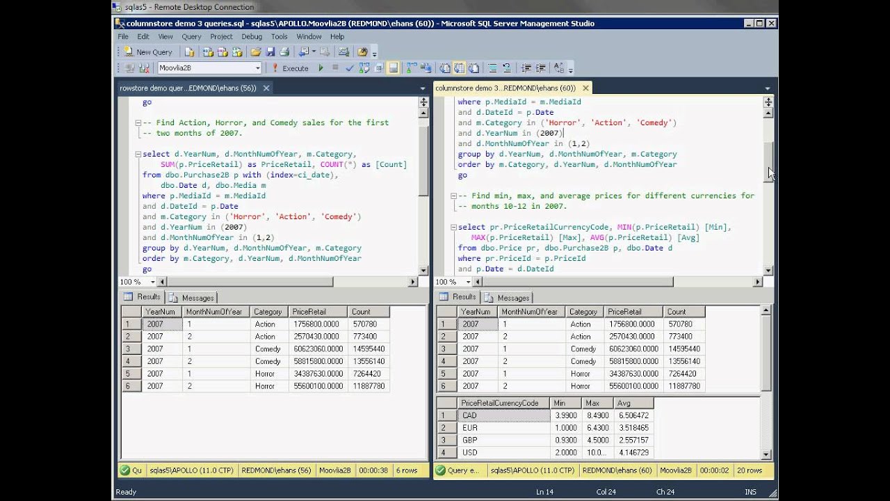 SQL Server Columnstore Index Performance Demonstration