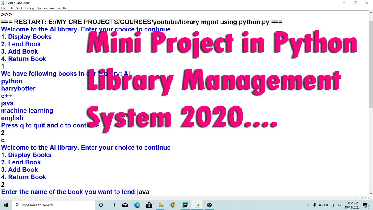 [MINI PROJECT] Library Management System In Python 2020.