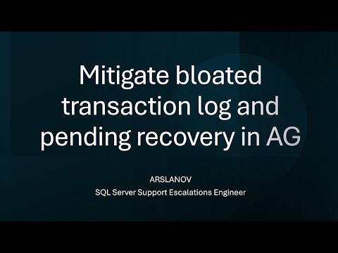 SNHA24: Mitigate bloated transaction log and pending recovery in AG