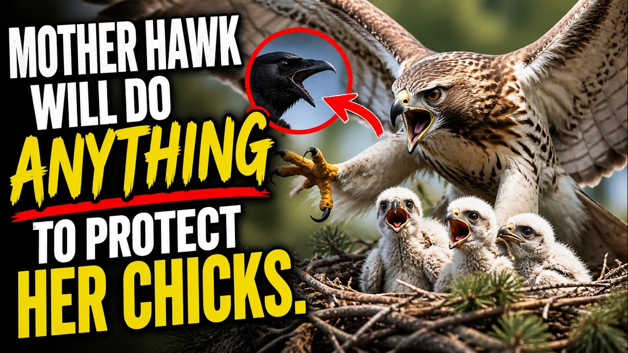 Mother Hawk Will Do ANYTHING to Protect Her Chicks.