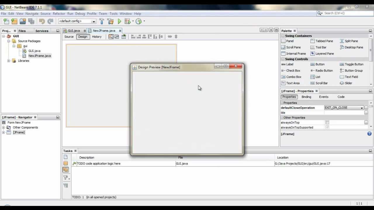 Creating a Java Swing GUI in NetBeans IDE