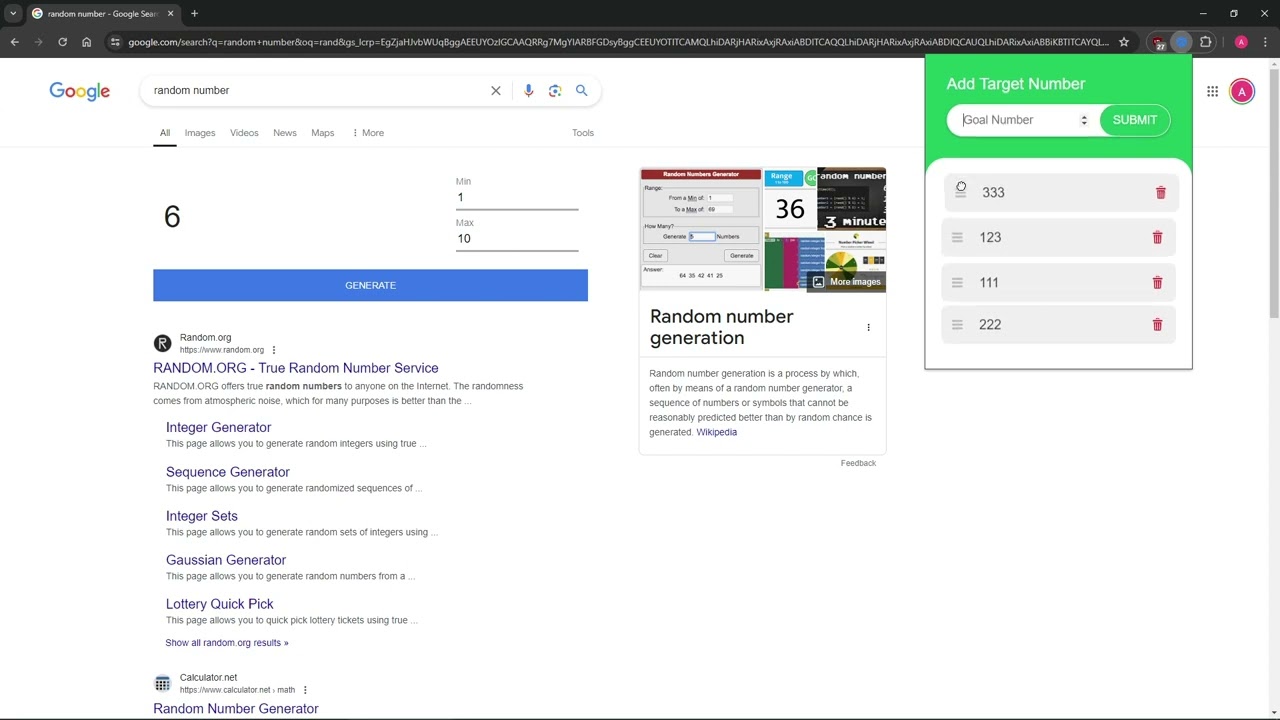 Google Random Number Generator Trick Extension - Secret Spinner