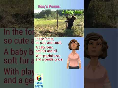 A Baby Bear. Rosy's Poems. Improve you English skills with short nursery rhymes about animals.