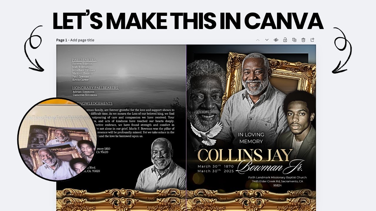 Yes, You Can Make a Beautiful Funeral Program | Let Me Show You How #canvatutorial