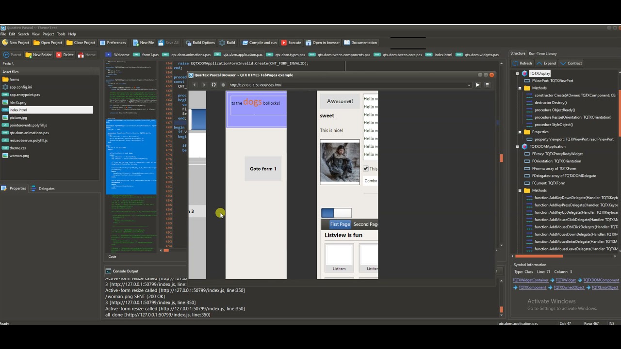 Quartex Pascal, Boxed Application Model form slides