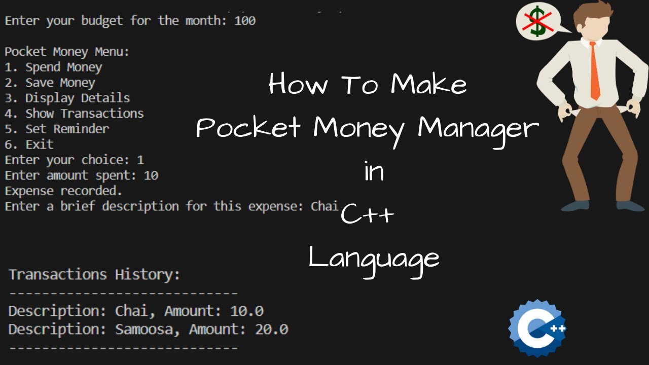Pocket money manager in cpp language || Cpp project