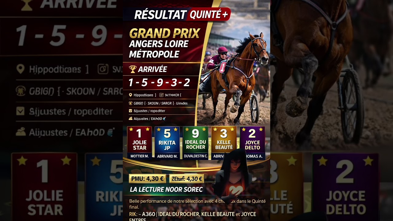 Arrivée Quinté+ GRAND PRIX ANGERS LOIRE METROPOLE