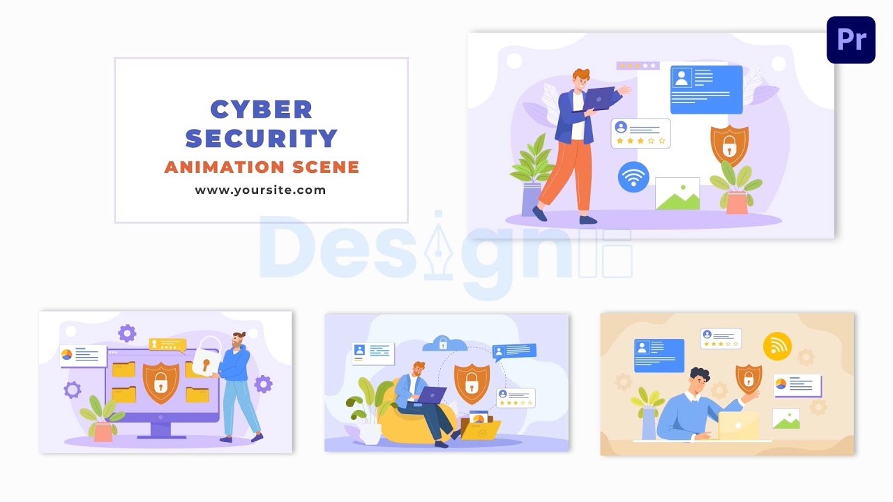 Cyber Security Awareness Character Design Animation Scene Premier Pro Template