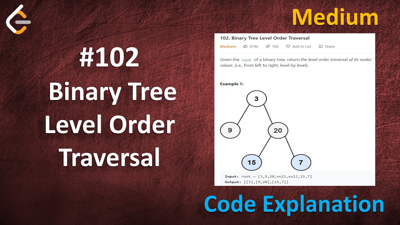 Binary Tree Level Order Traversal | Live Coding with Explanation | Leetcode - 102