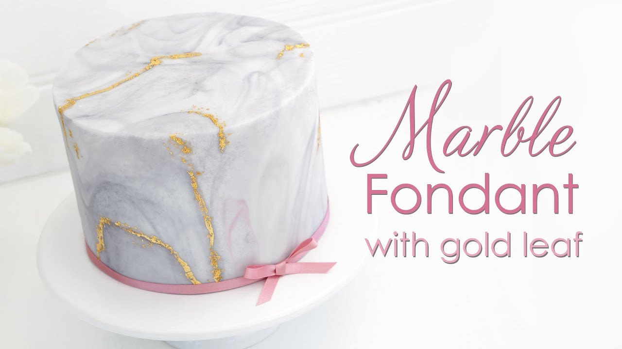 Marble Effect Fondant / Sugarpaste Cake Decorating Techniques Tutorial - with Edible Gold Leaf