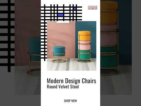 Modern Design Chairs Round Velvet Stool With Metal Frame Ottoman Stool