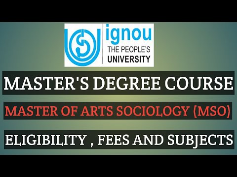 IGNOU MASTER'S DEGREE COURSE IN SOCIOLOGY MSO ELIGIBILITY FEES AND SUBJECTS JANUARY 2022 SESSION
