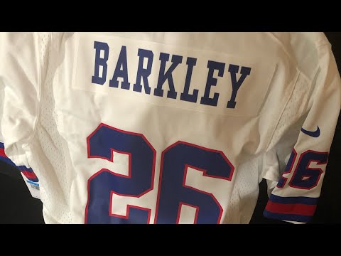 Saquon Barkley Alternate all white NY Giants Jersey unboxing