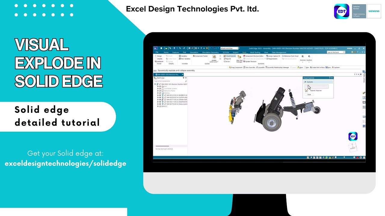 Visual Explode in Solid Edge | Solid Edge tutorial | Excel Design Technologies