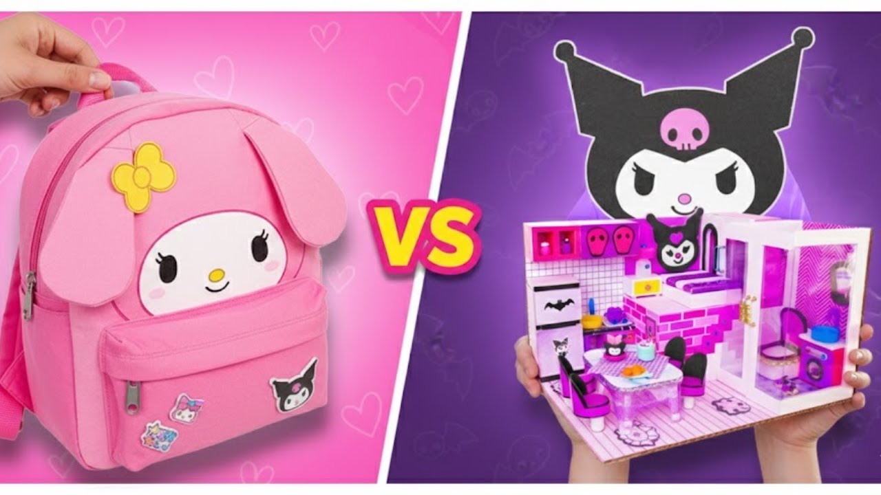 My Melody vs Kuromi: Manualidades Kawaii en Papel y Cartón 🌸💜