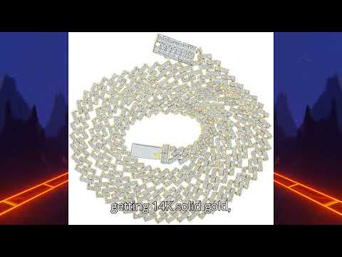 "14K Yellow Gold Men's Diamond Cuban 24-Inch Chain Necklace | 22" Link Luxury Jewelry"