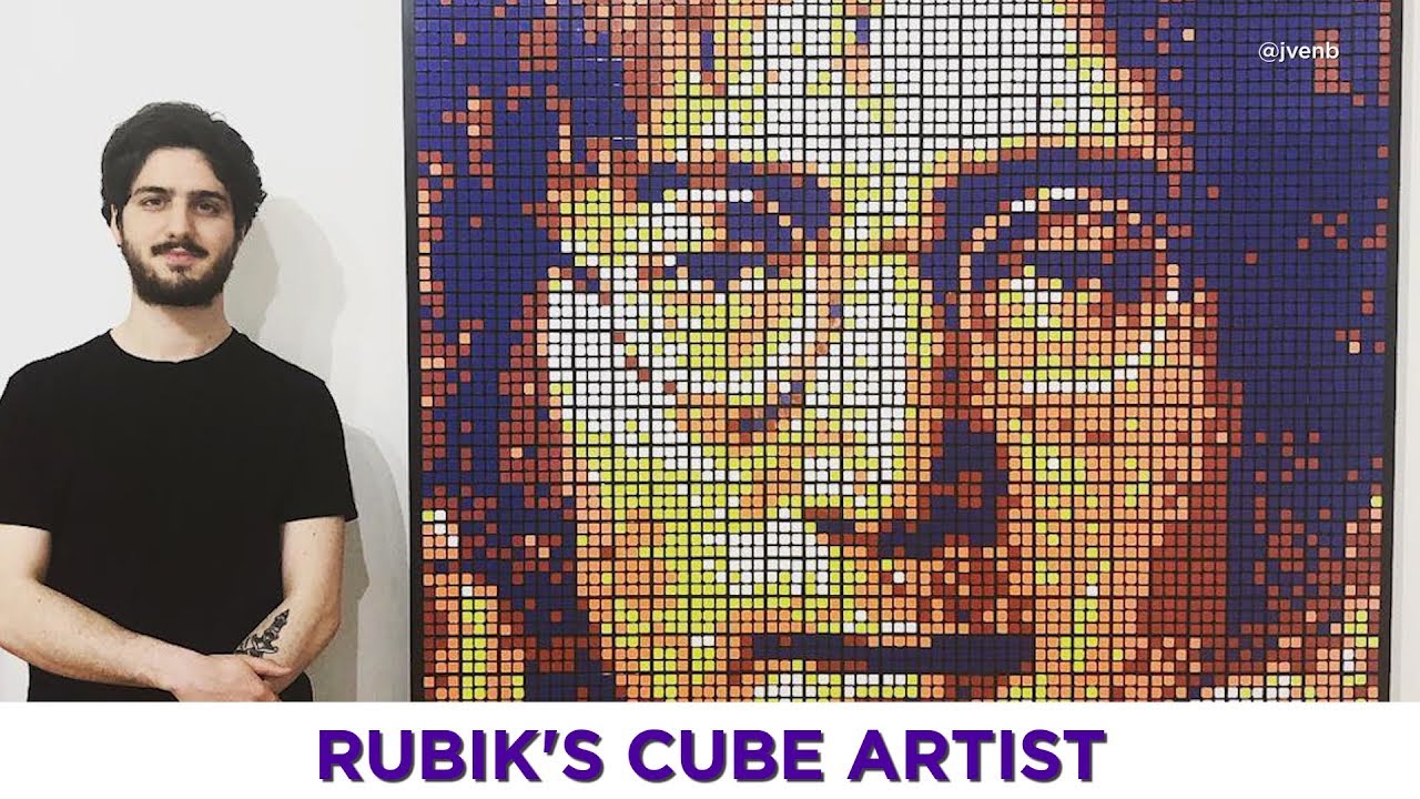 This artist makes portraits using over 700 Rubik’s cubes