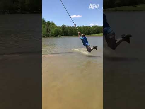 Rope Swings Never Fail to Disappoint!! ππ#funny #afv #fall #fail
