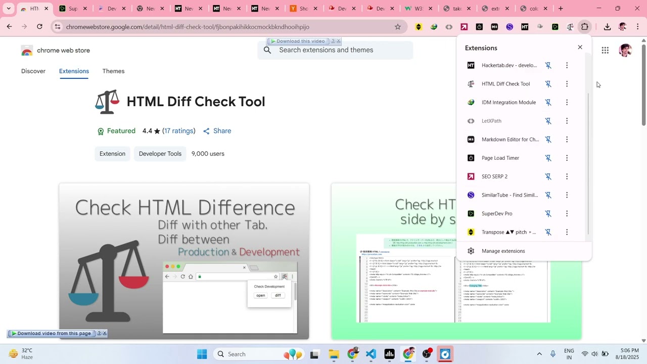 HTML Diff Check Tool – Google Chrome Extension to Compare HTML Code Changes