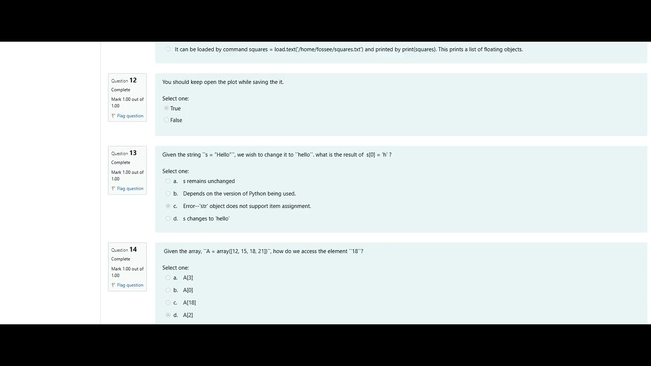 02 Python Test|  Spoken Tutorial question answers | MCQ