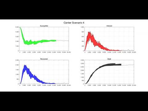 Center - Temporary Immunity - Random Walk Model on a 2D lattice simulating epidemic spread
