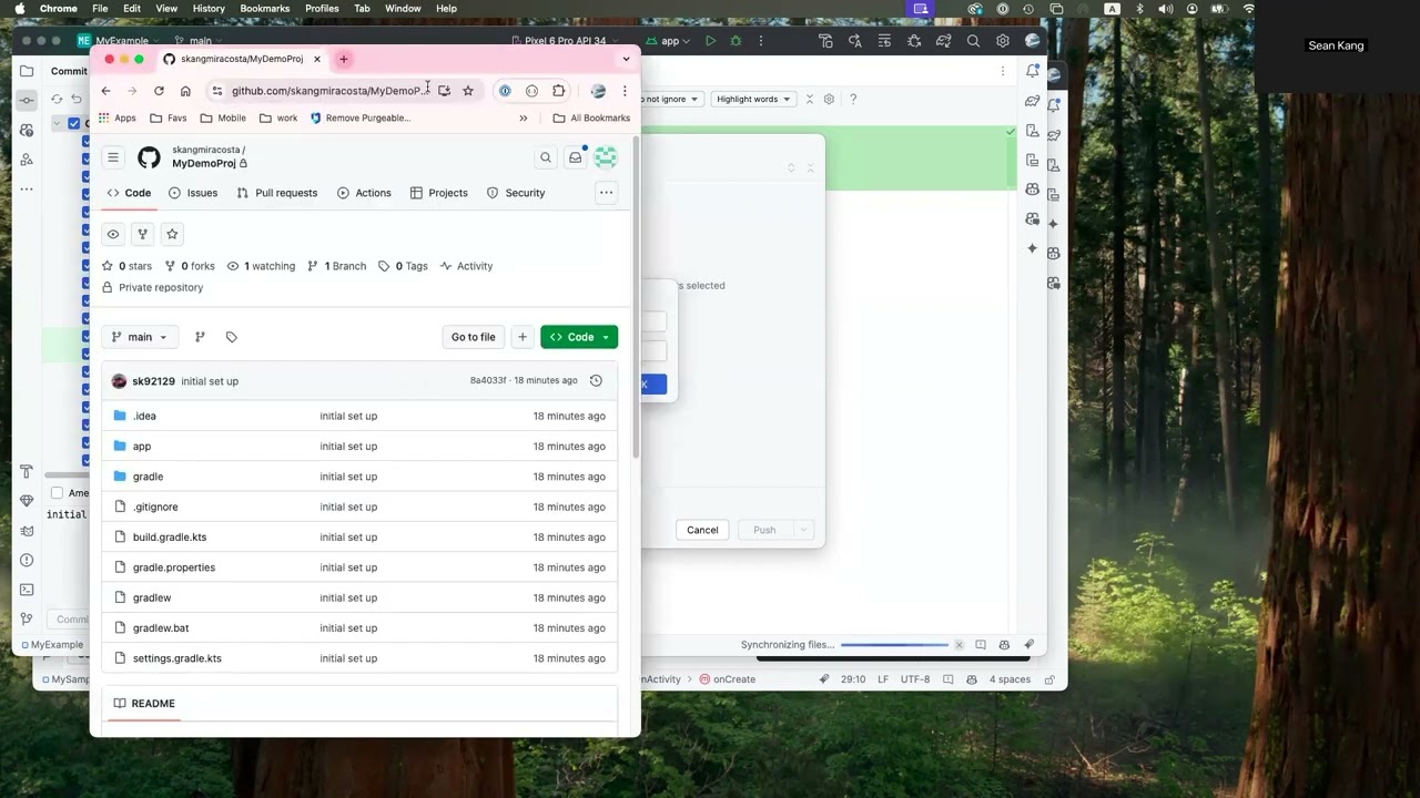 Using Android Studio, Initial set up of GIT, Commit and Push the code