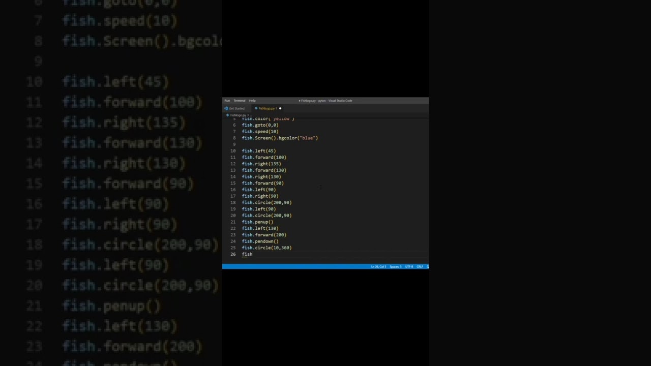 Fish logo drawing using python turtle | python graphics