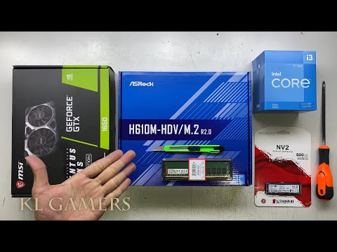 intel Core i3 12100F ASRock H610M-HDV M.2 Kingston NV2 msi GTX1650 Gaming PC Build
