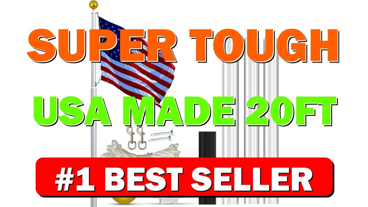 Super Tough USA-Made 20ft Heavy Duty Flag Pole for Outside House - - B0055COIFG