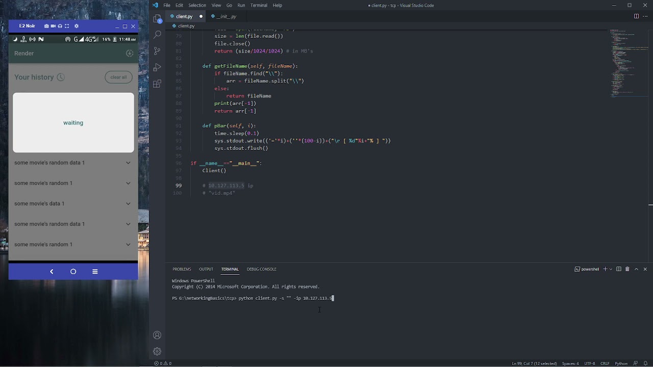 python with flutter and with sockets