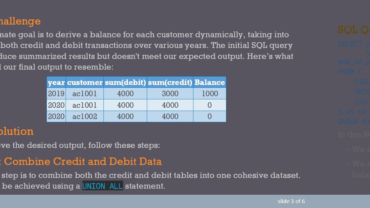 How to Calculate the Balance from Two SQL Tables Dynamically