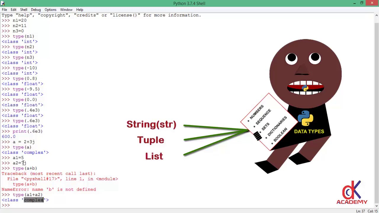 #6 Python 3 Tutorial | Data Types | Int, Float, Complex, String, Tuple, List, Set, Dict.
