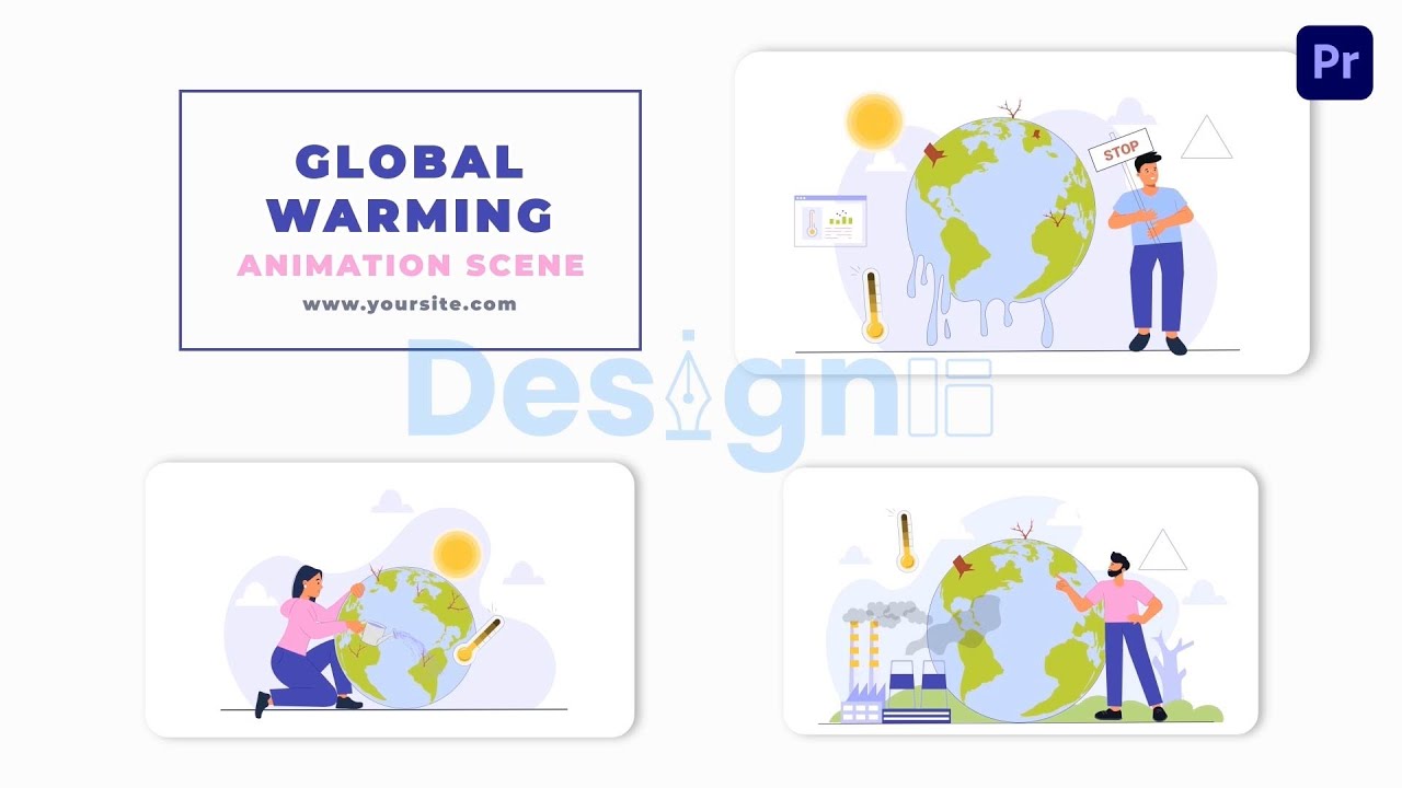 Climate Change Global Warming Vector Animation Scene Premier Pro Template