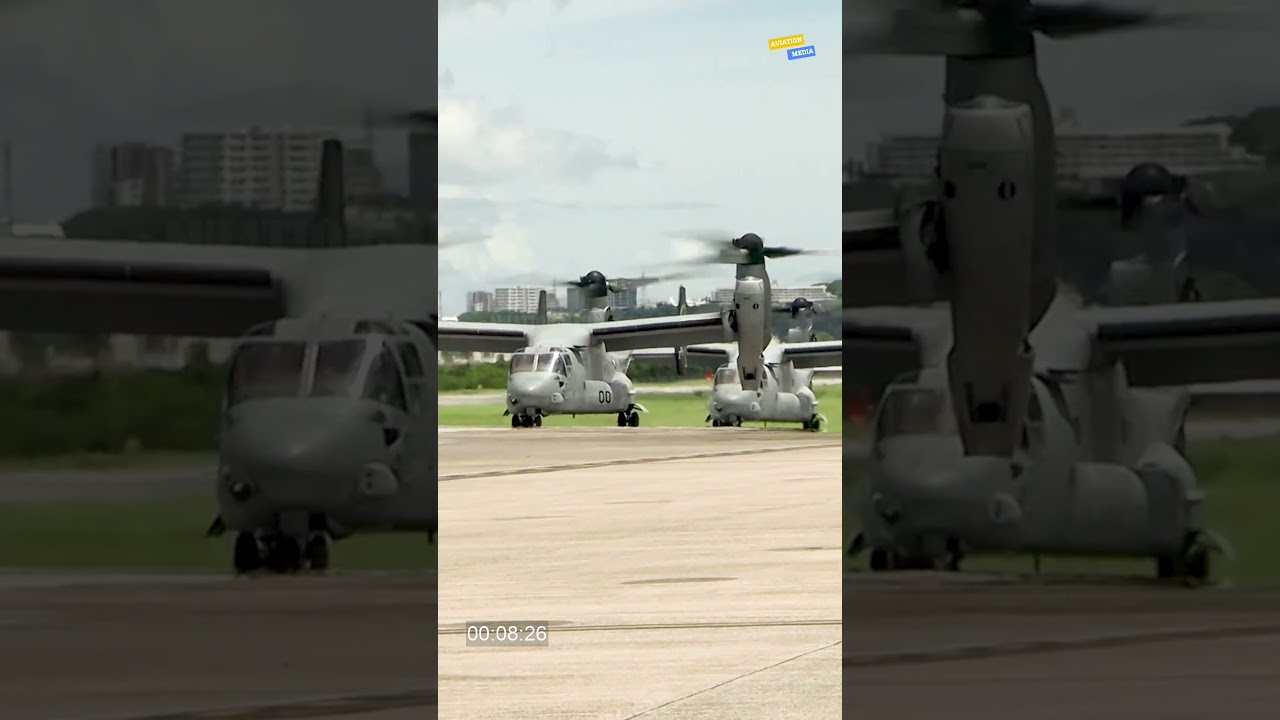 MV-22B Osprey aircraft returns to base