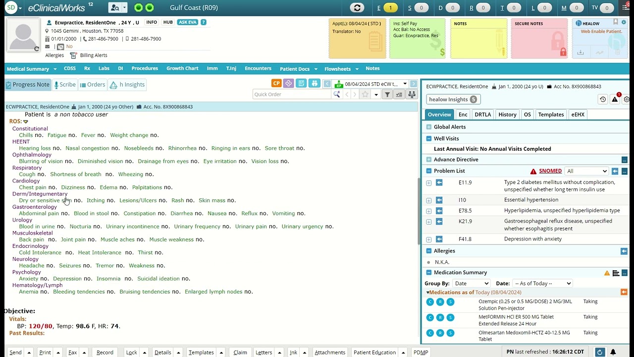 eClinical progress notes REFRESHER