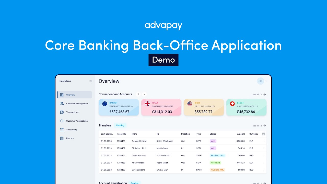 Demo of Core Banking Back-office App | Core Banking Software | Core Banking Platform | Advapay