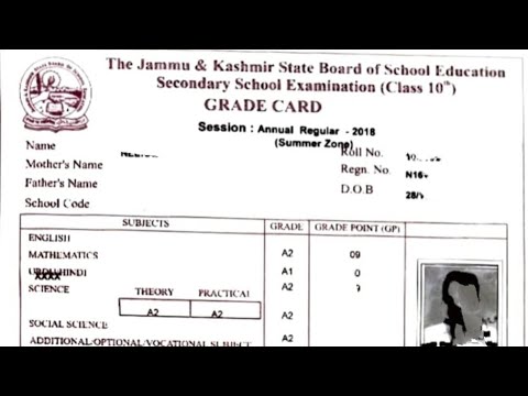 jammu kashmir marksheet specifications, certificate no, registration no, marksheet no, serial no