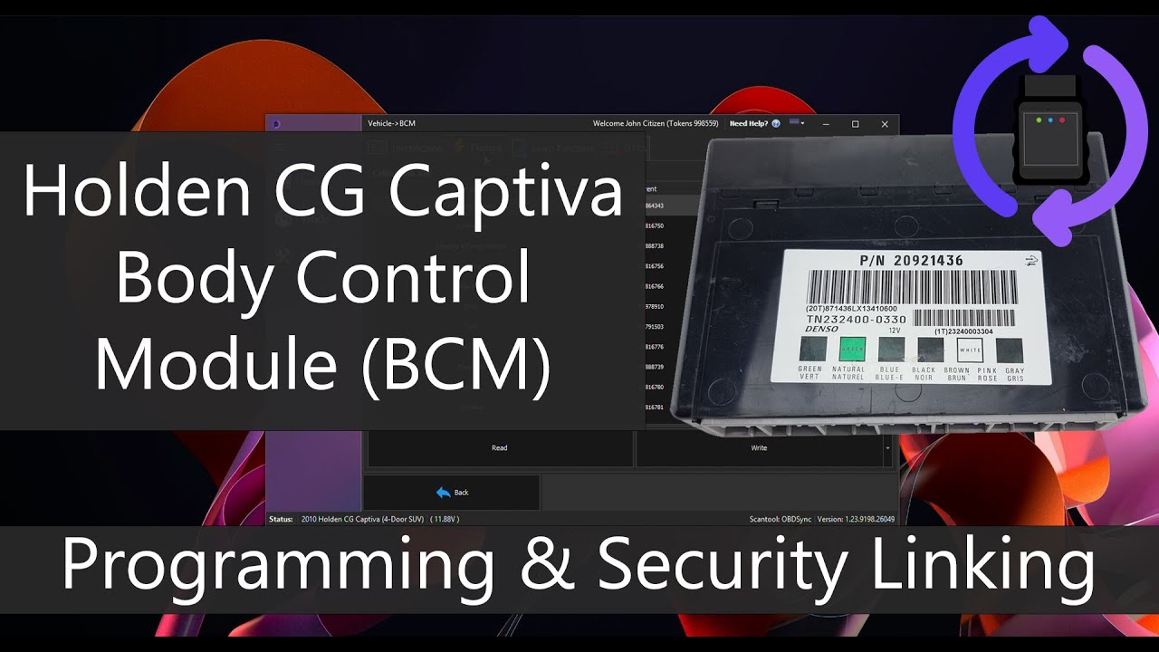 Holden CG Captiva Body Control Module (BCM) Replacement Programming and VIN Security Linking