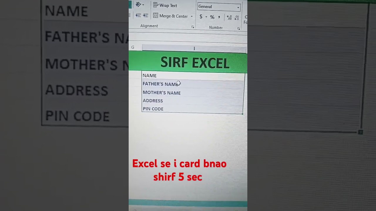 Exce से I CARD बनाओ 5 Second में 🔥😍 #exceltips​ #excel​ #tlscomputer​#excel
