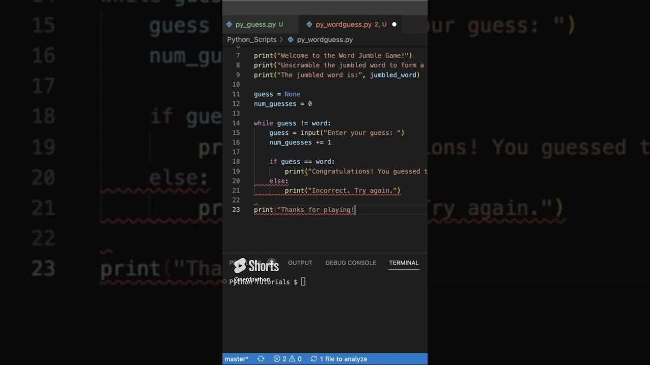 Master Python with a Word Jumble Game: Coding Tutorial and Gameplay #python #pythonforbeginners