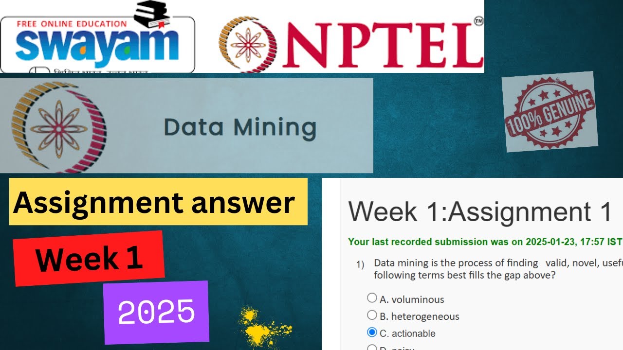 NPTEL Data Mining ||Week 1 Assignment 1 Answers Solution Quiz |2025Jan|#swayamcourses#exam