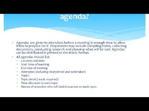 Agenda for meeting