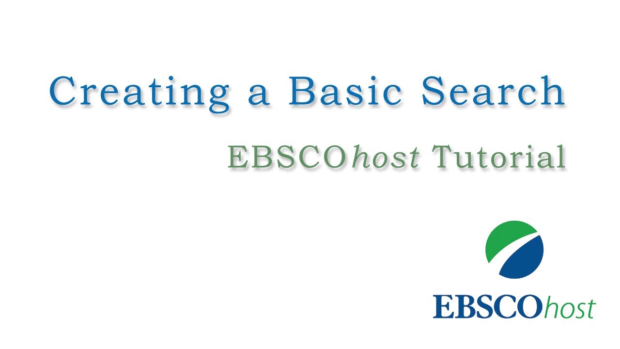 EBSCOhost Basic Search - Tutorial