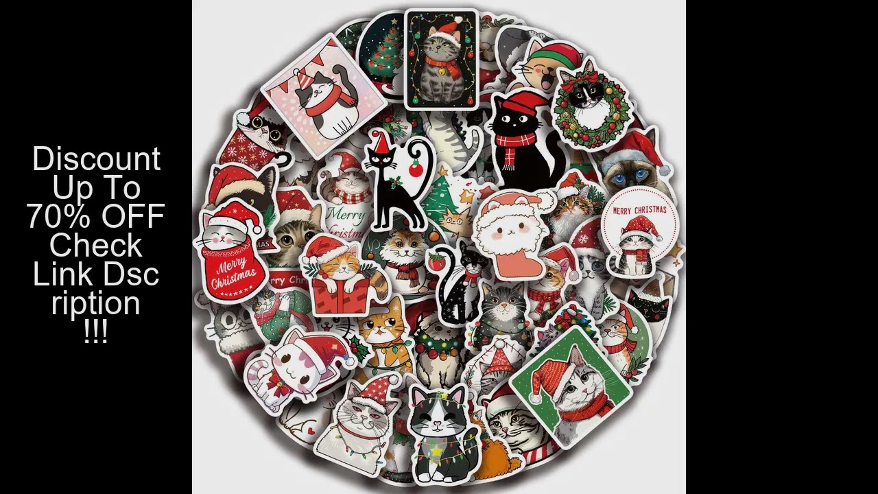 50pcs Cute Christmas Cat Graffiti Stickers Aesthetic DIY Luggage Bike Phone New Year Gift Decoration